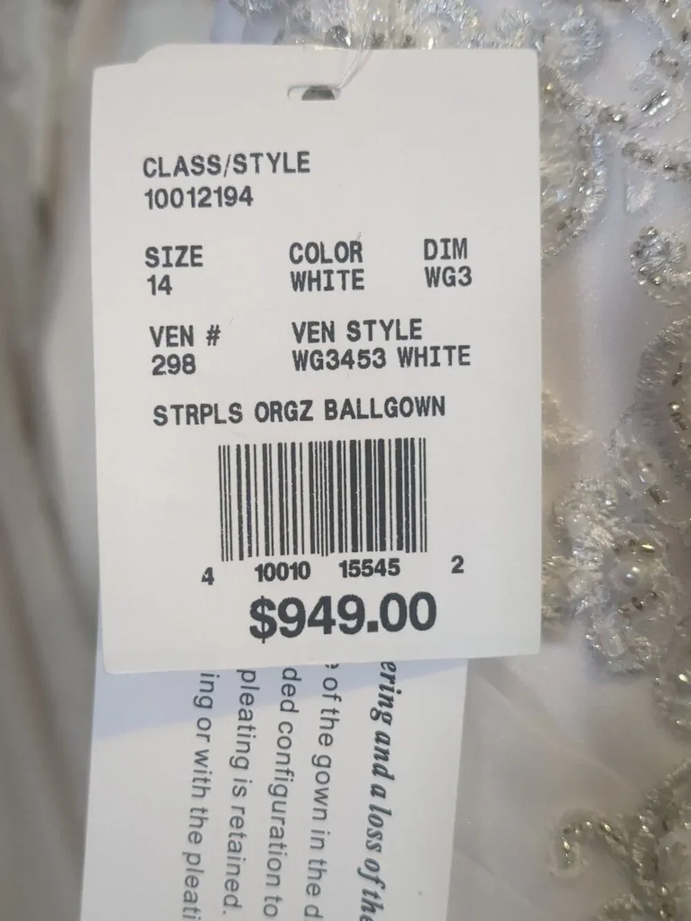 David's Bridal | Dresses | Nwt Davids Bridal Wg3453 Tiered Organza Ball ...